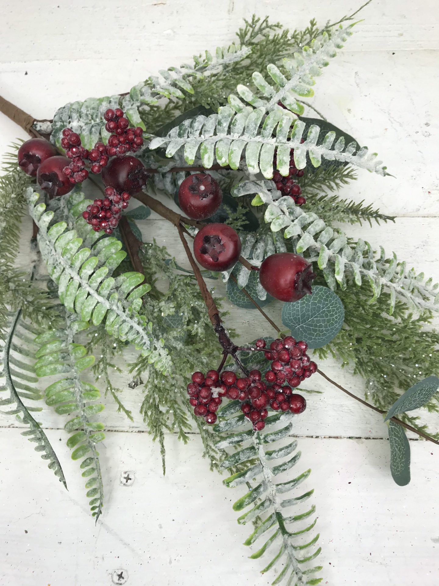 Ceder and Fern Red Berry Stem - Kelea's Florals