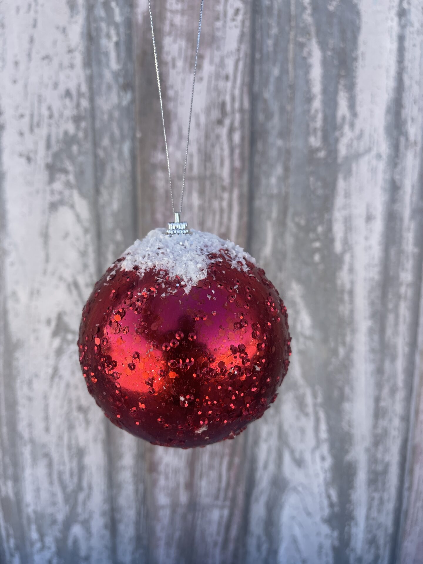 Red Shinny Snow Cap Ball - Kelea's Florals