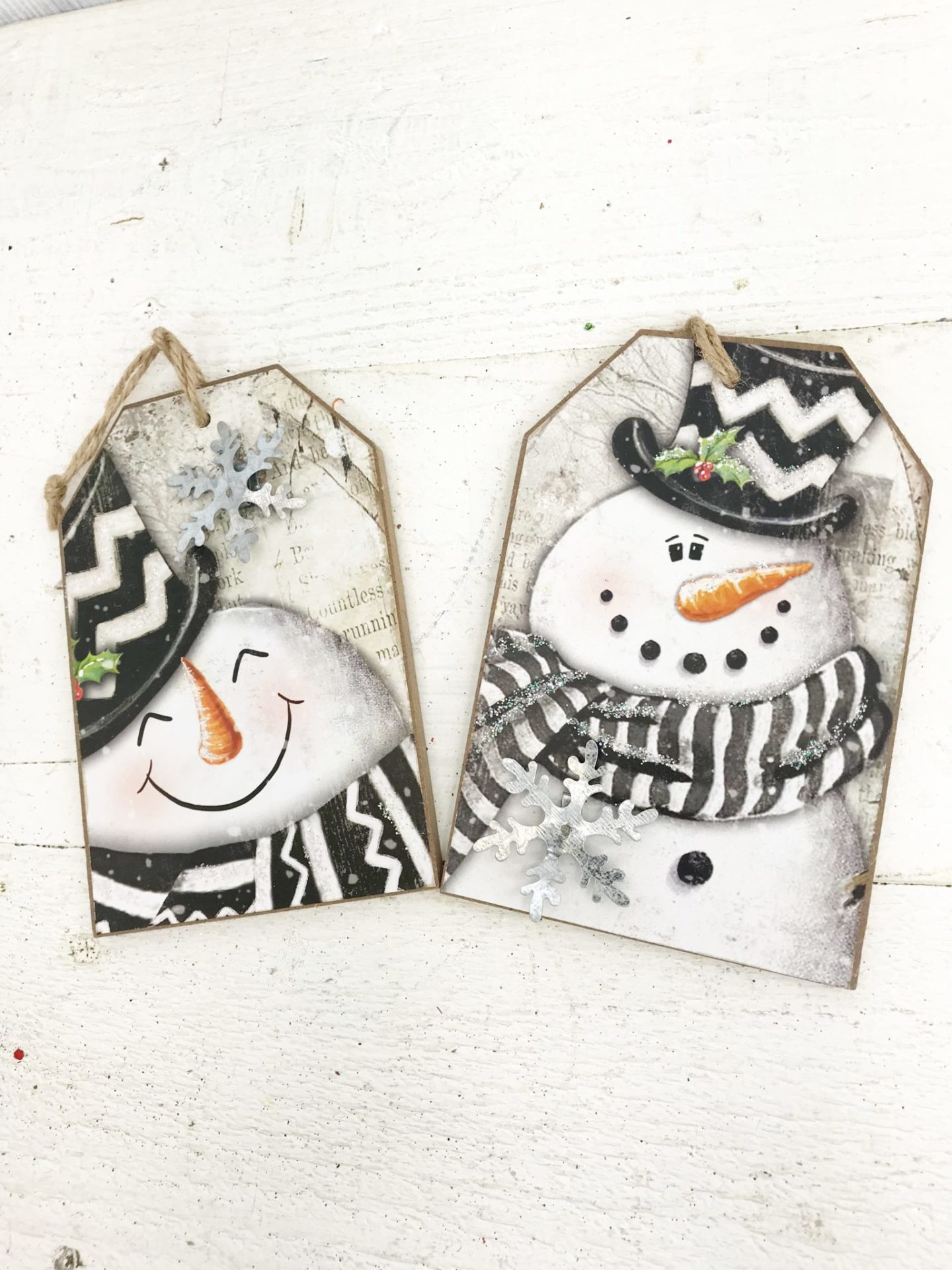 Set of 4 Snowman Tag Signs - Kelea's Florals