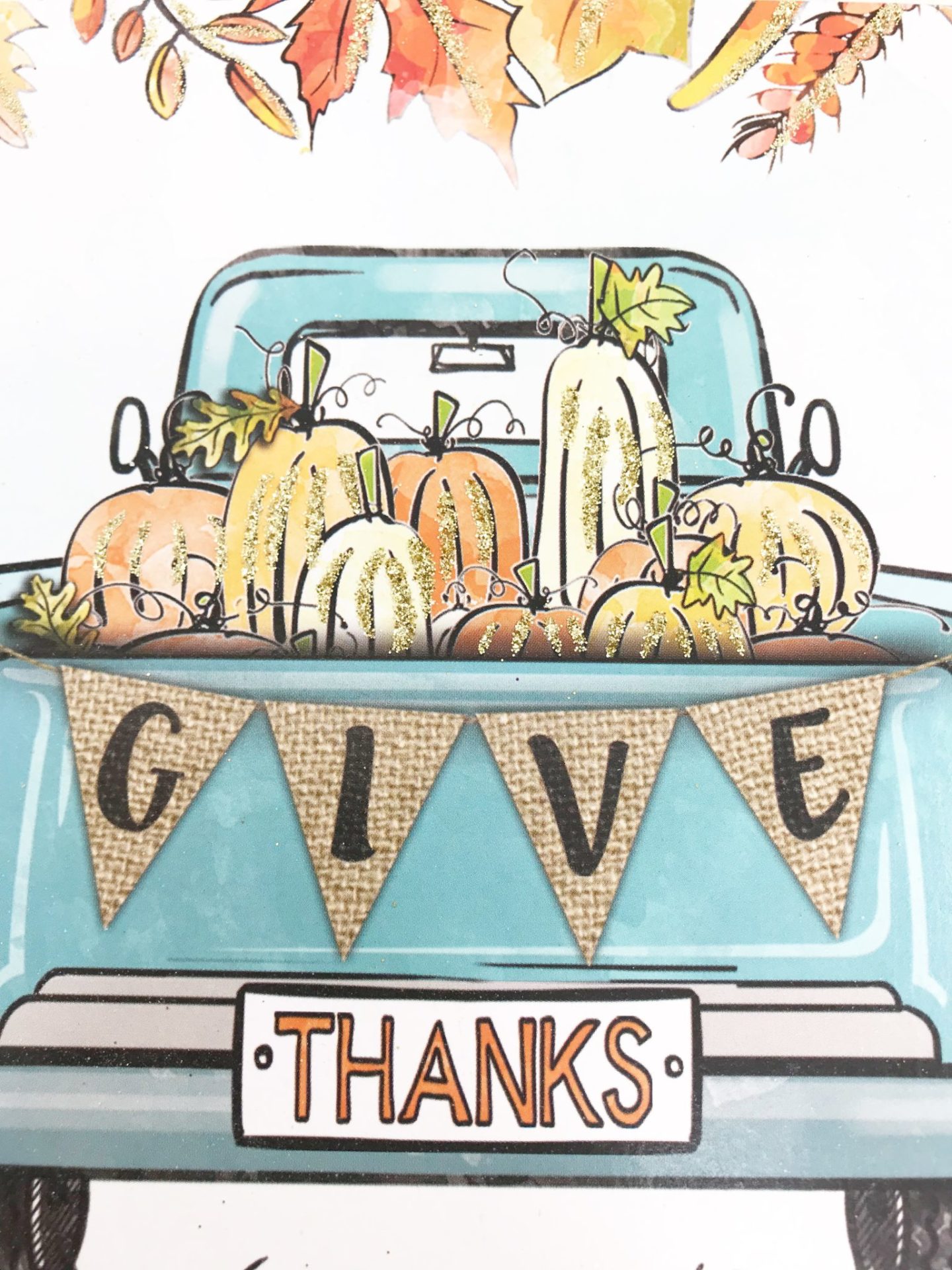 Give Thanks Blue Pickup wooden Sign - Kelea's Florals