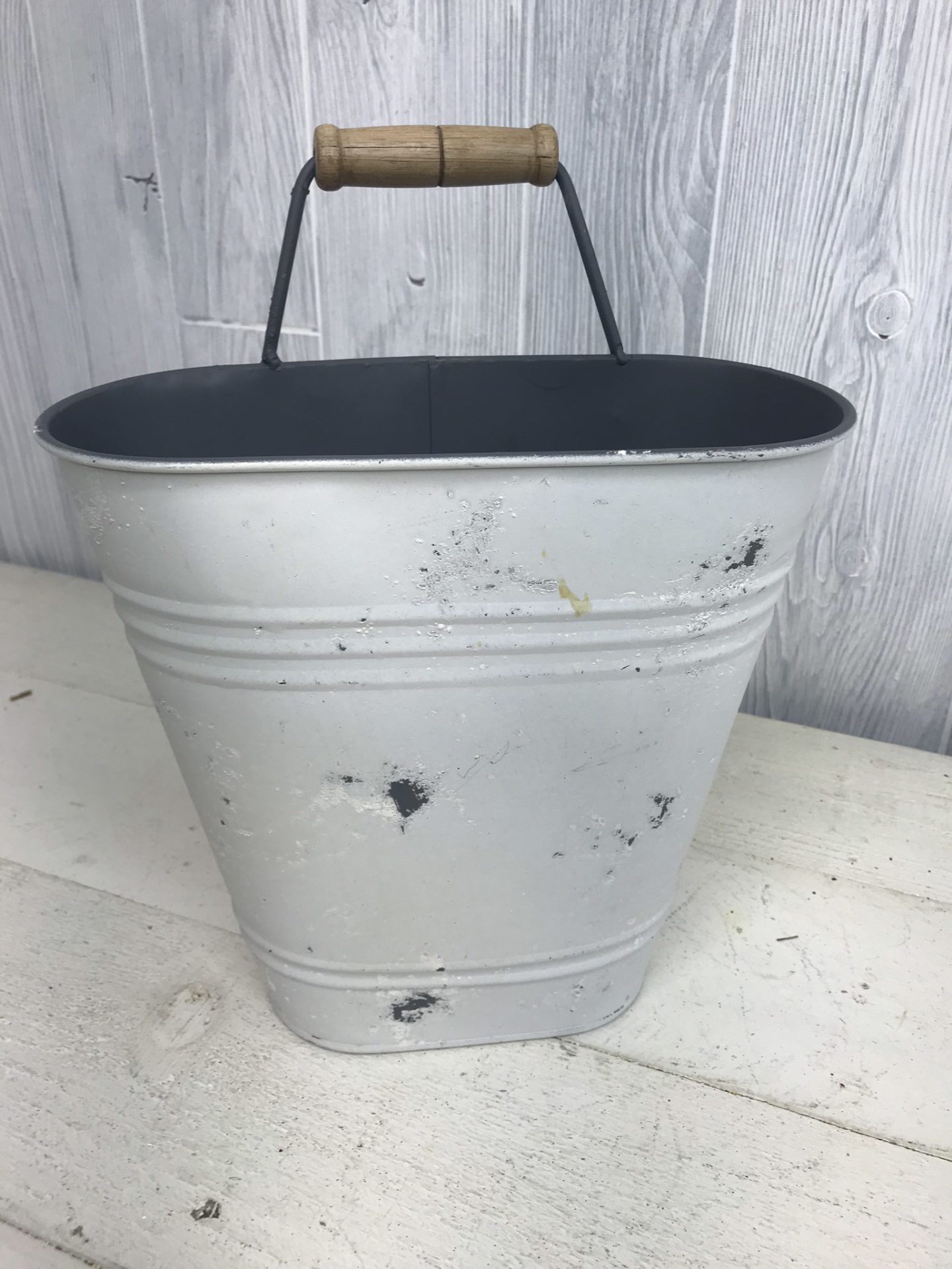 Medium White Metal Wall Bucket - Kelea's Florals