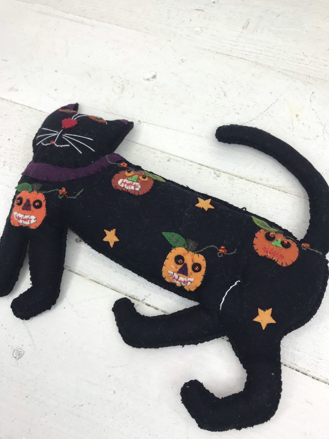Plush Halloween Black Cat with Pumpkins - Kelea's Florals