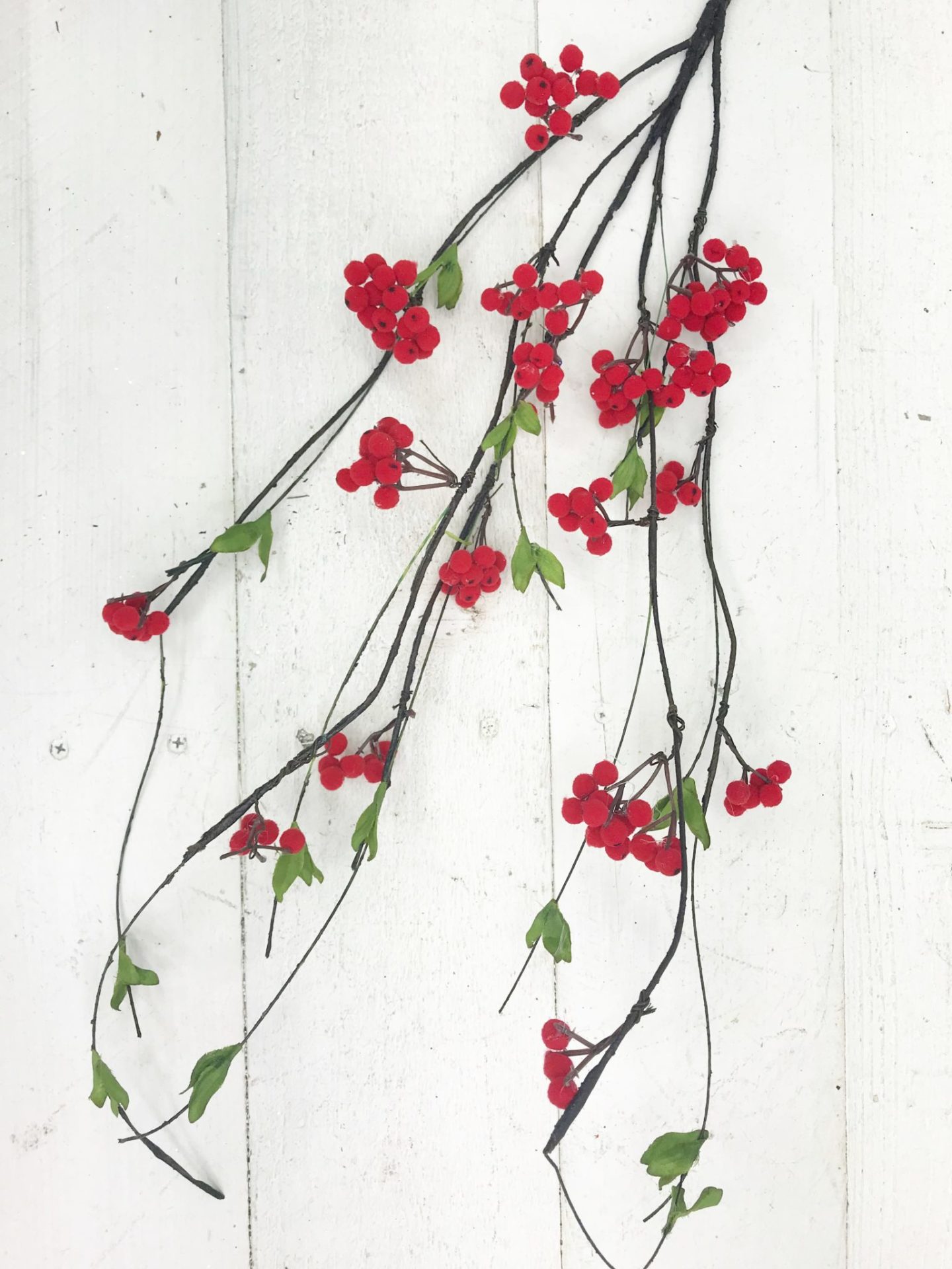 Wispy Mini Red Felt Berry Stem - Kelea's Florals