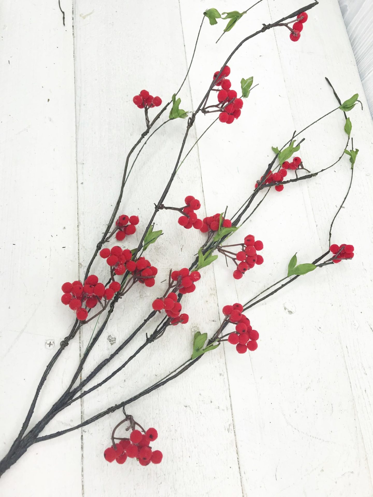 Wispy Mini Red Felt Berry Stem - Kelea's Florals