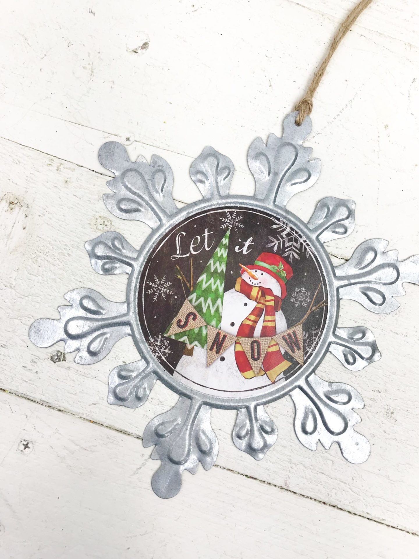 "Let is Snow" Snowman Metal Snowflake sign - Kelea's Florals