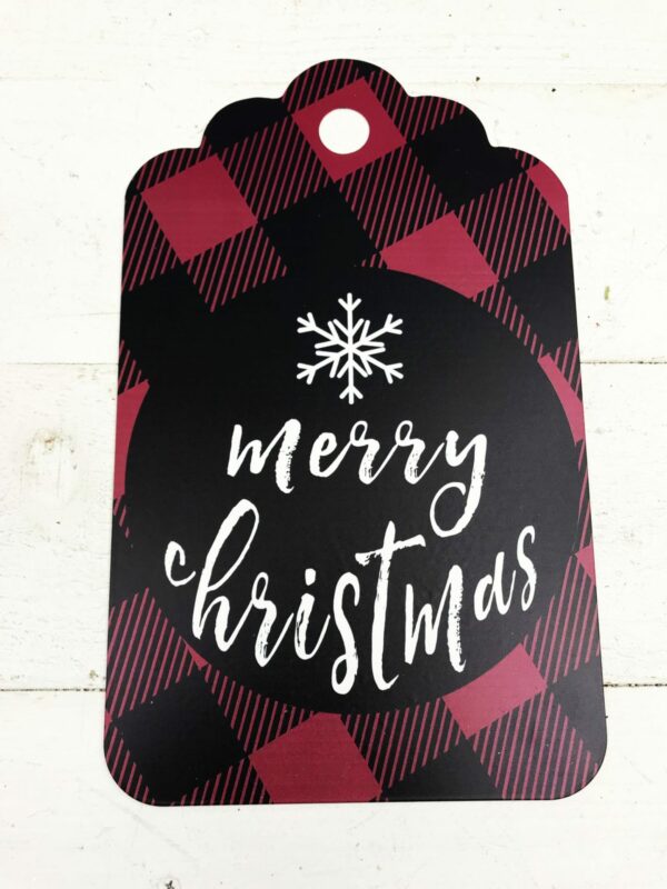Merry Christmas Red Black Buffalo Plaid Metal Tag Sign - Kelea's Florals