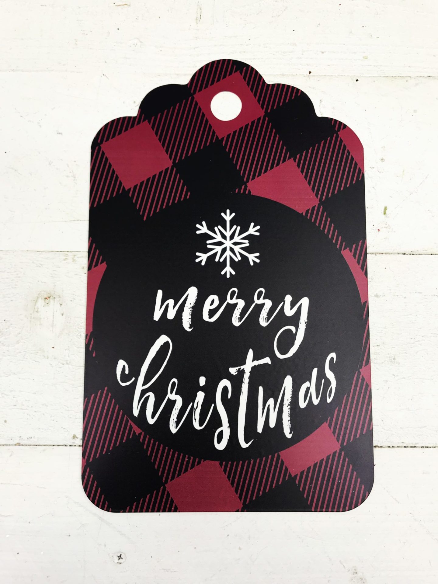 Merry Christmas Red Black Buffalo Plaid Metal Tag Sign - Kelea's Florals