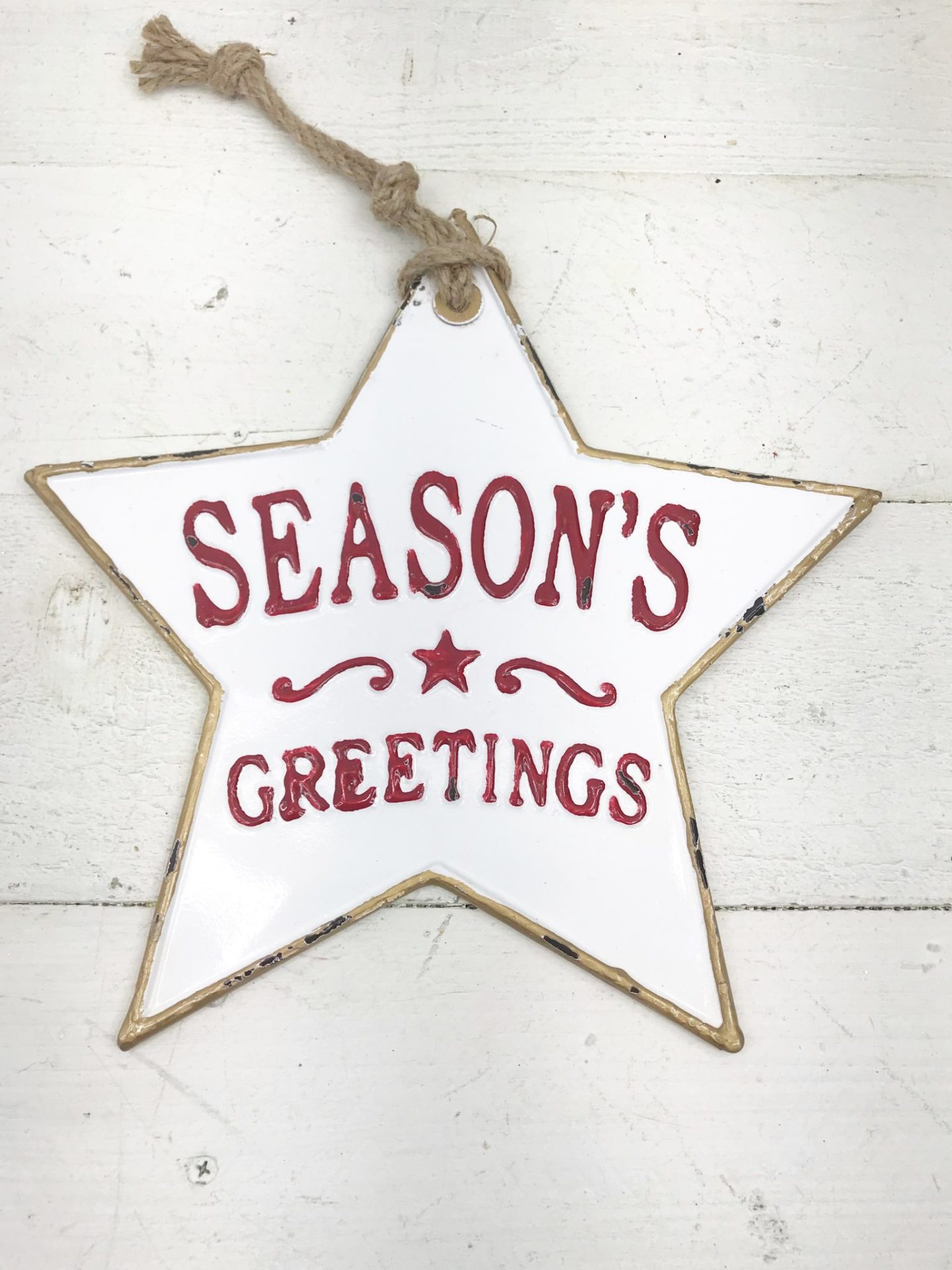 Seasons Greetings Christmas Metal Star Sign - Kelea's Florals