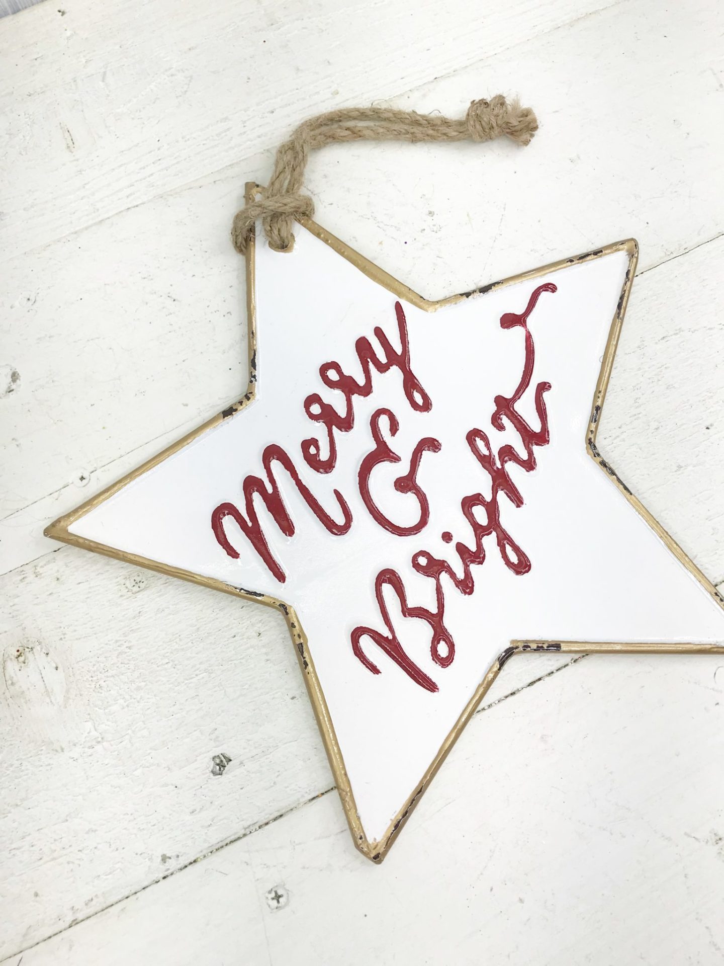 Merry & Bright Christmas Metal Star Sign - Kelea's Florals