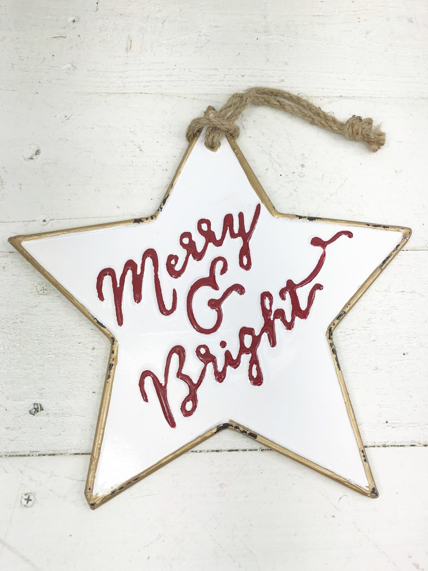 Merry & Bright Christmas Metal Star Sign - Kelea's Florals