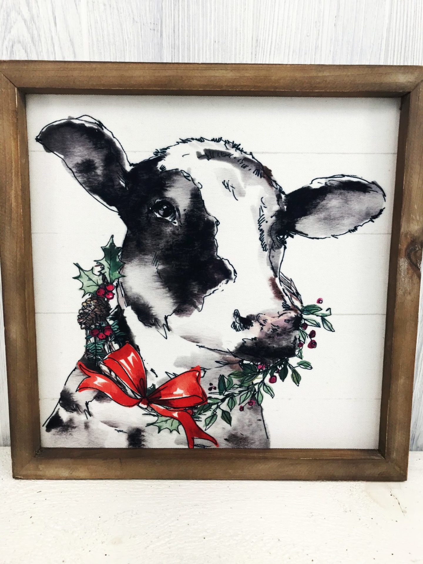 Wooden Christmas Cow Sign - Kelea's Florals
