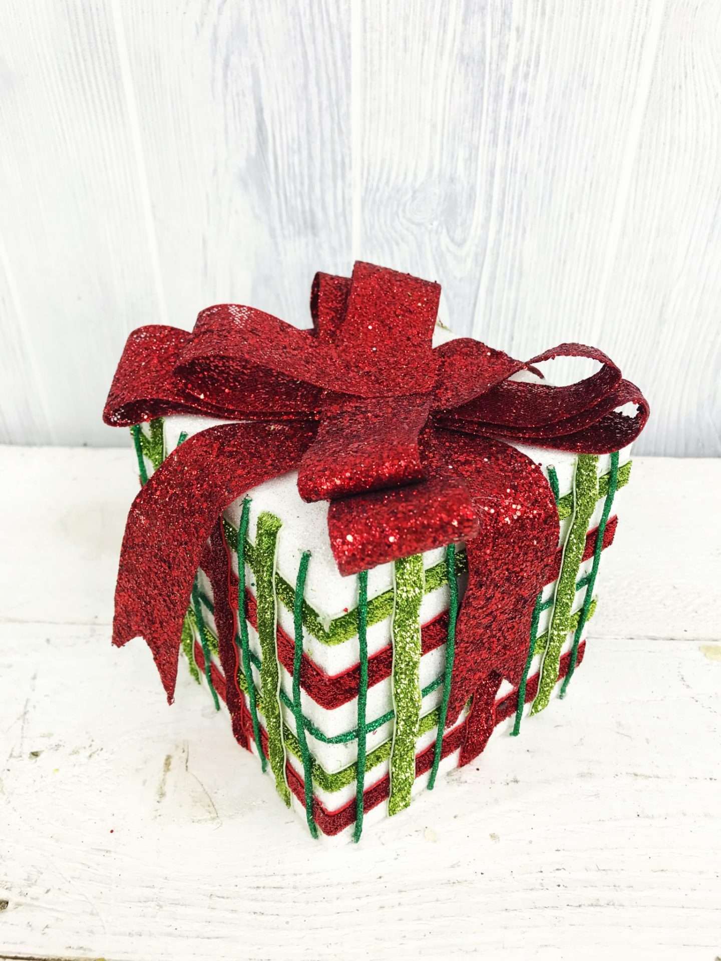 Small Red White Green Stripe Present - Kelea's Florals