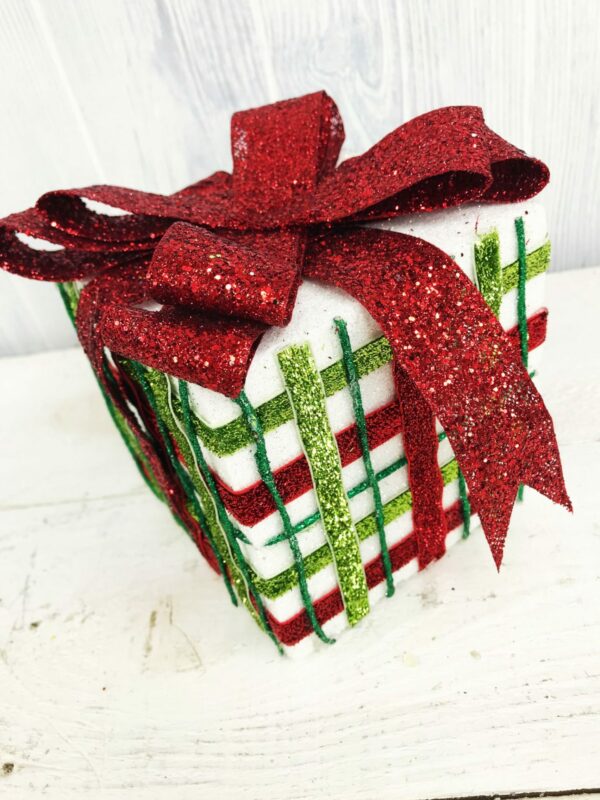 Small Red White Green Stripe Present - Kelea's Florals