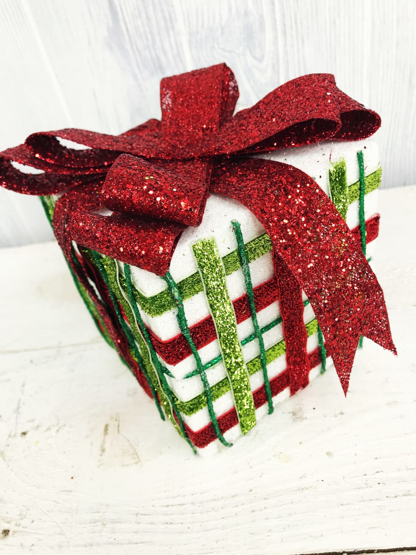 Small Red White Green Stripe Present - Kelea's Florals