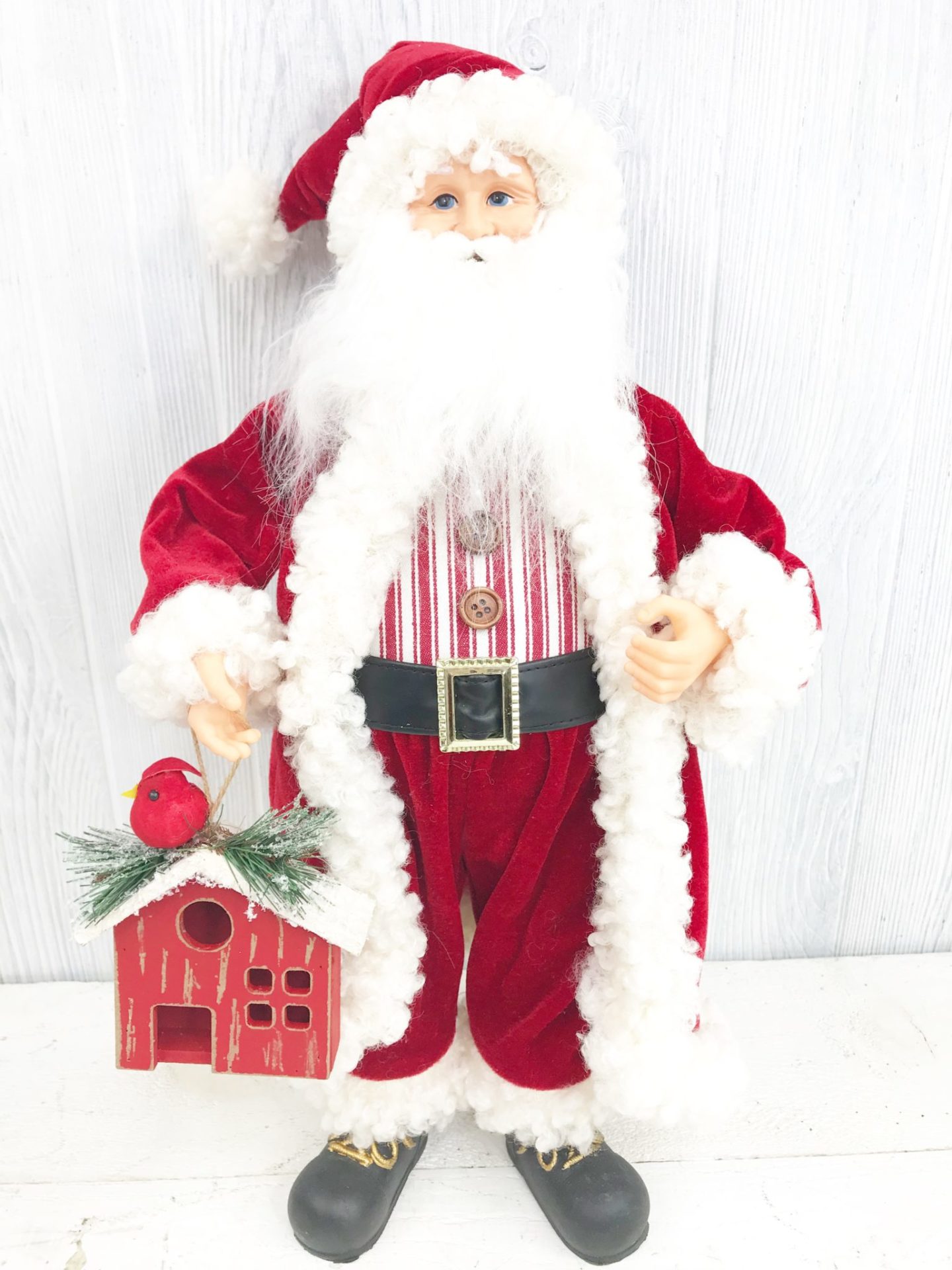 Christmas Santa Figure with Bird House - Kelea's Florals
