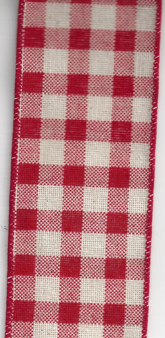 2.5" Red & Cream Gingham Check Ribbon on 10 Yard Roll - Kelea's Florals