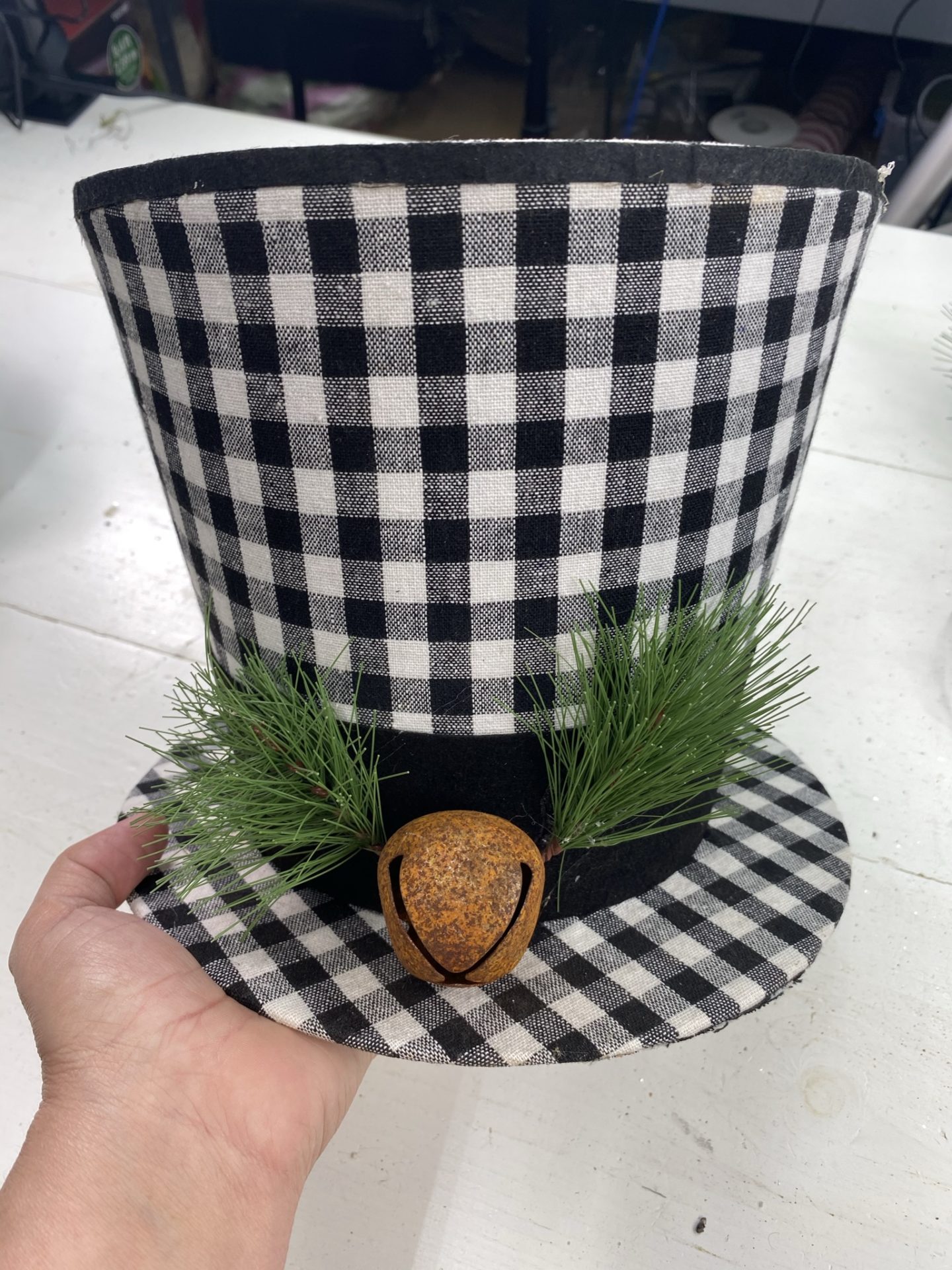 Black and White Buffalo Check Top Hat - Kelea's Florals