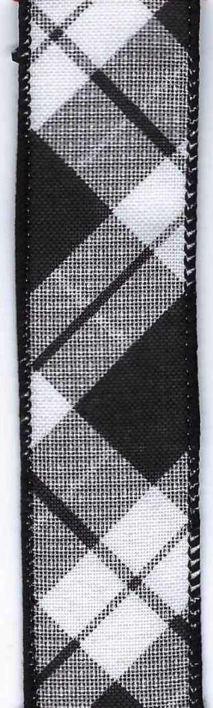 1.5" Black White Sally Plaid Ribbon on 10 Yard Roll - Kelea's Florals