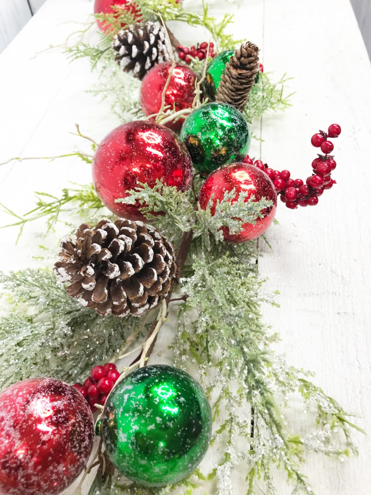 Ball Berry and Pine Cone Frosted Garland - Kelea's Florals
