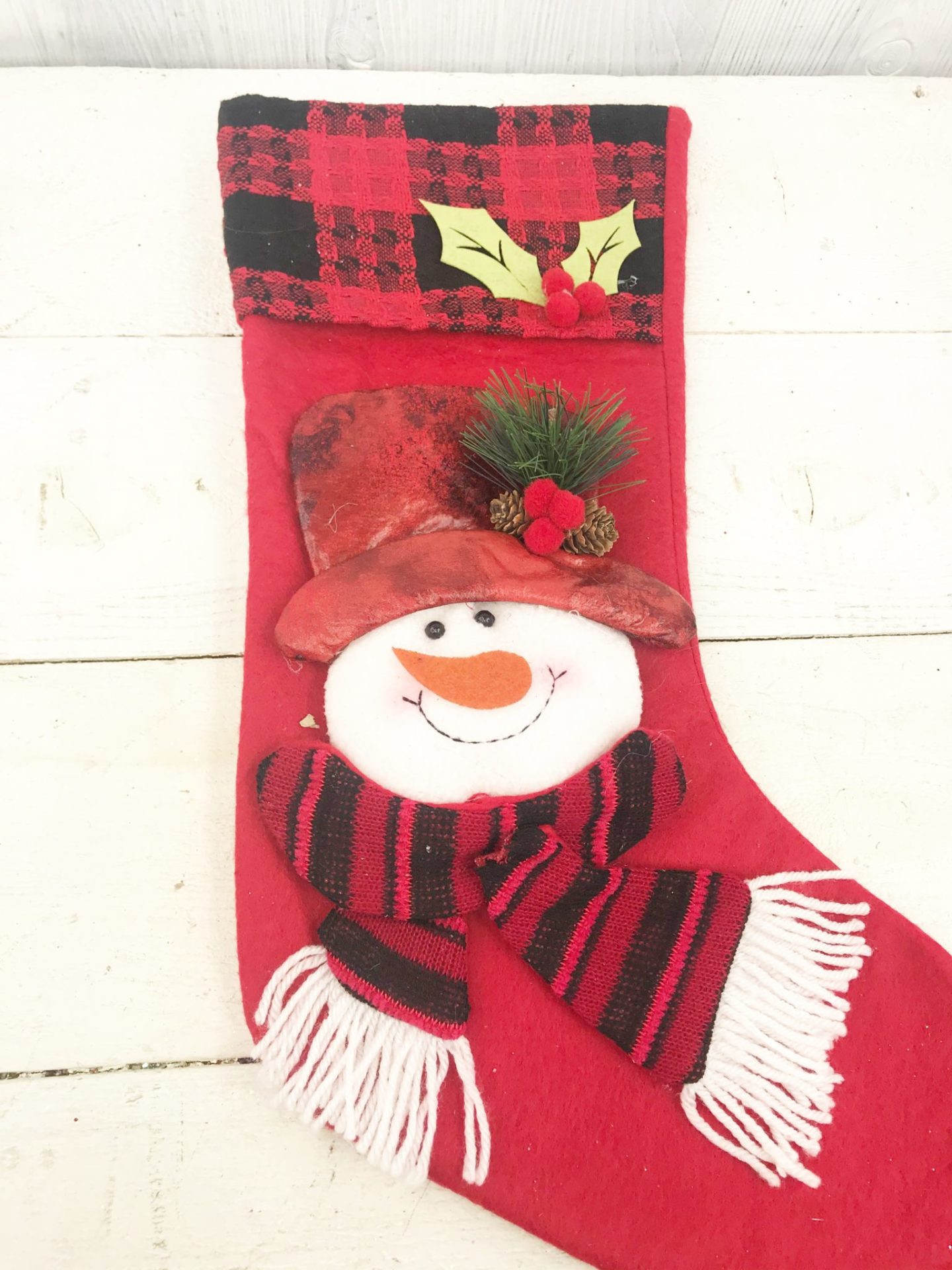 Snowman on a Red Stocking - Kelea's Florals