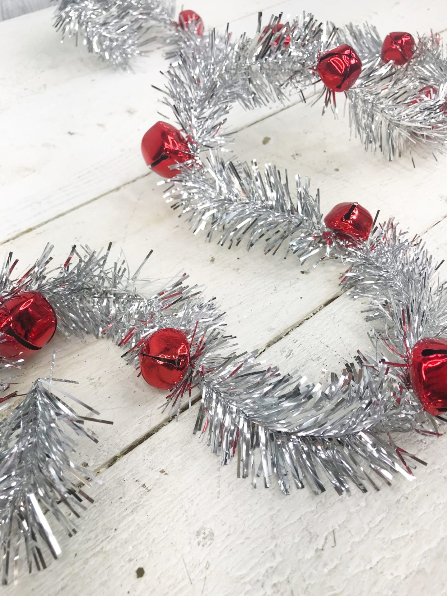 Silver Tinsel Garland with Bells - Kelea's Florals