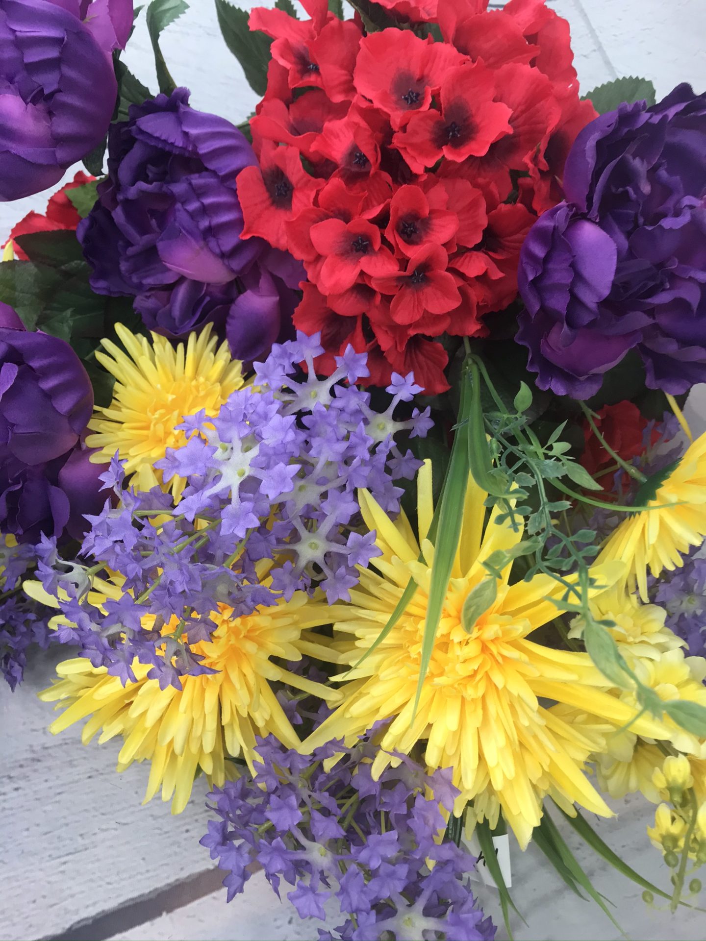 Purple - Red & Yellow - Peony & Hydrangea Bush - Kelea's Florals