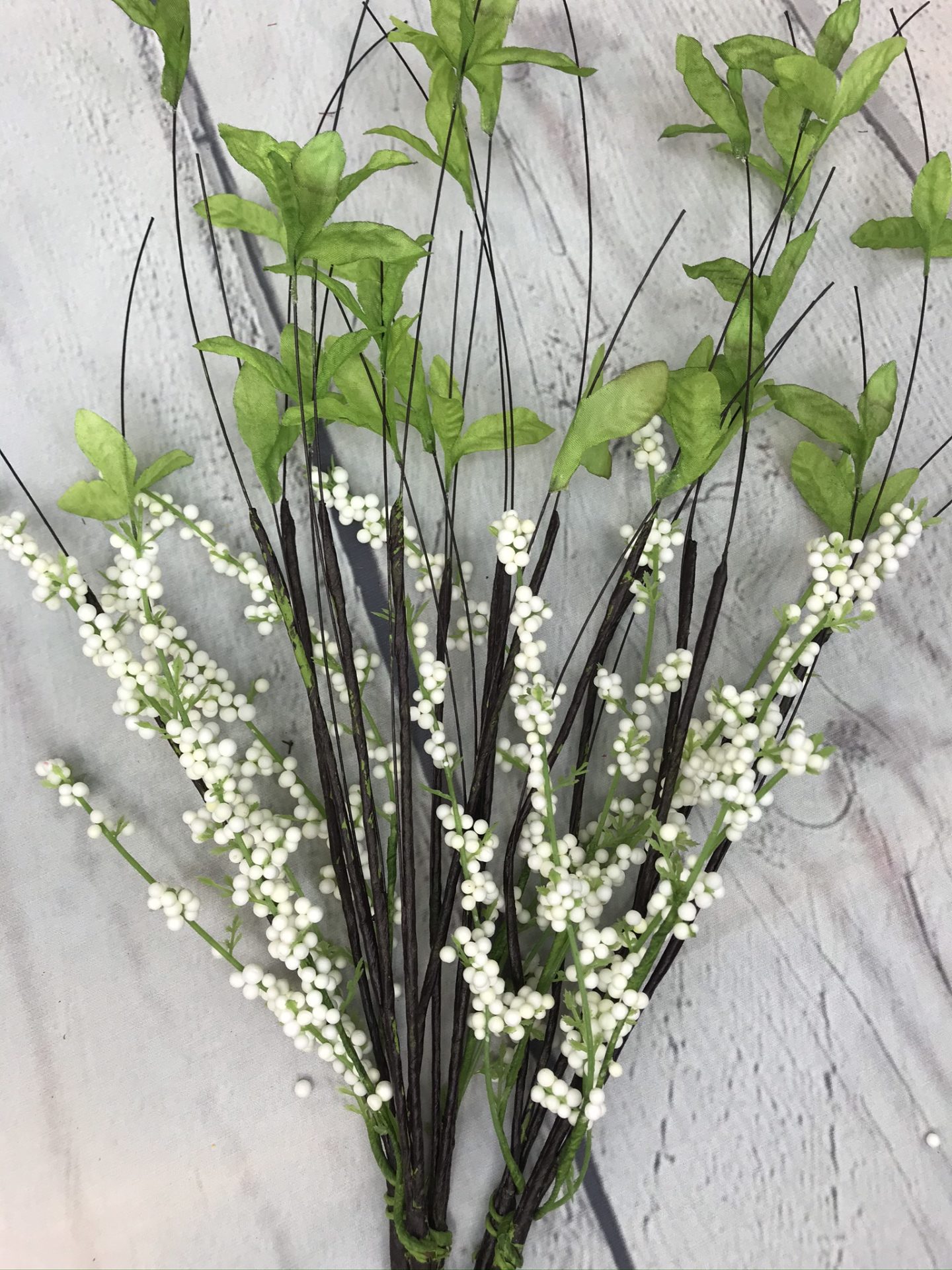 Cream Berry & Leaf Stem - Kelea's Florals