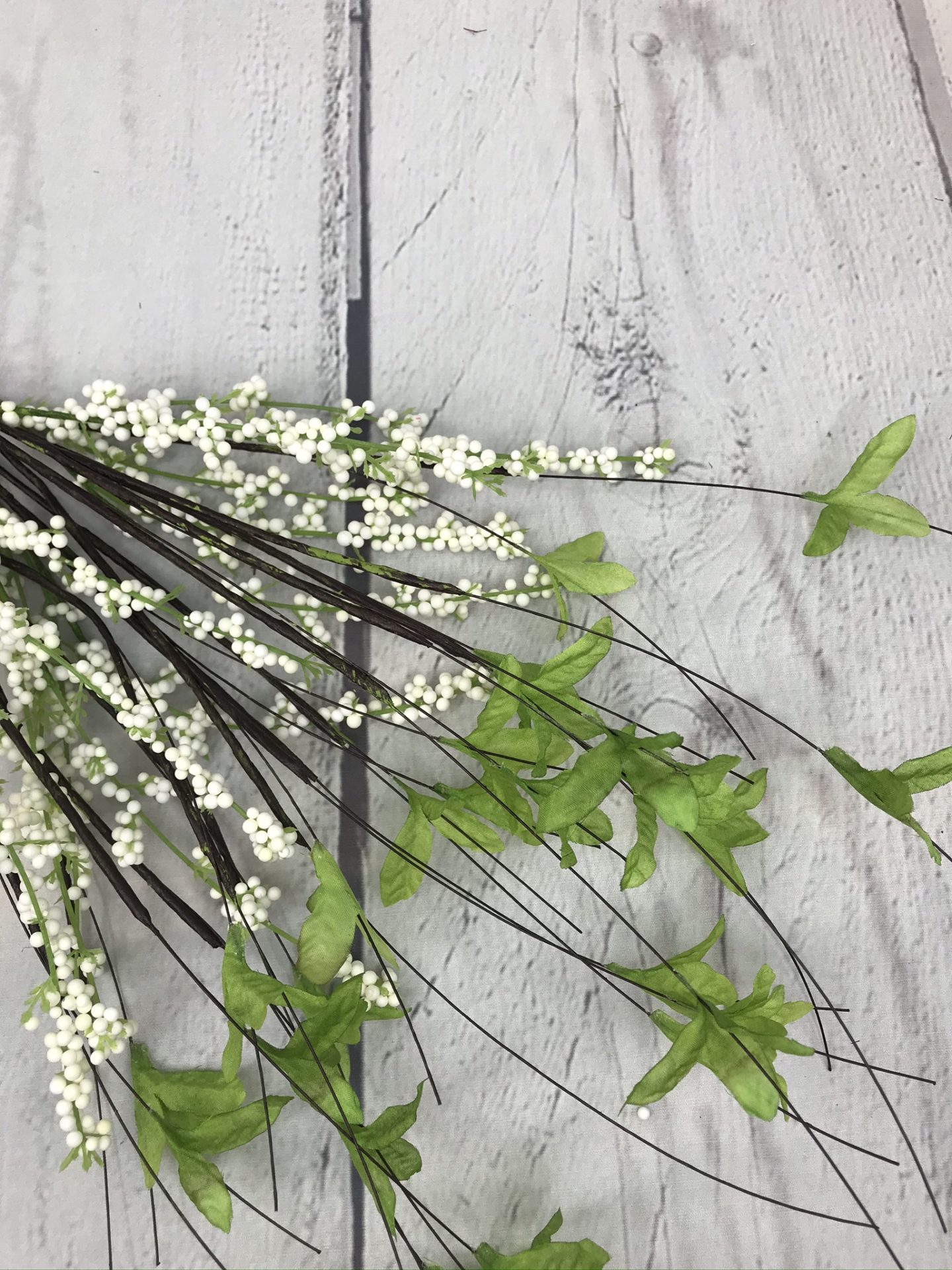 Cream Berry & Leaf Stem - Kelea's Florals