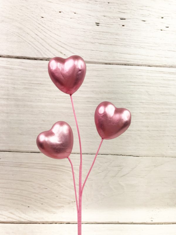 Pink Metallic Heart Stem - Kelea's Florals