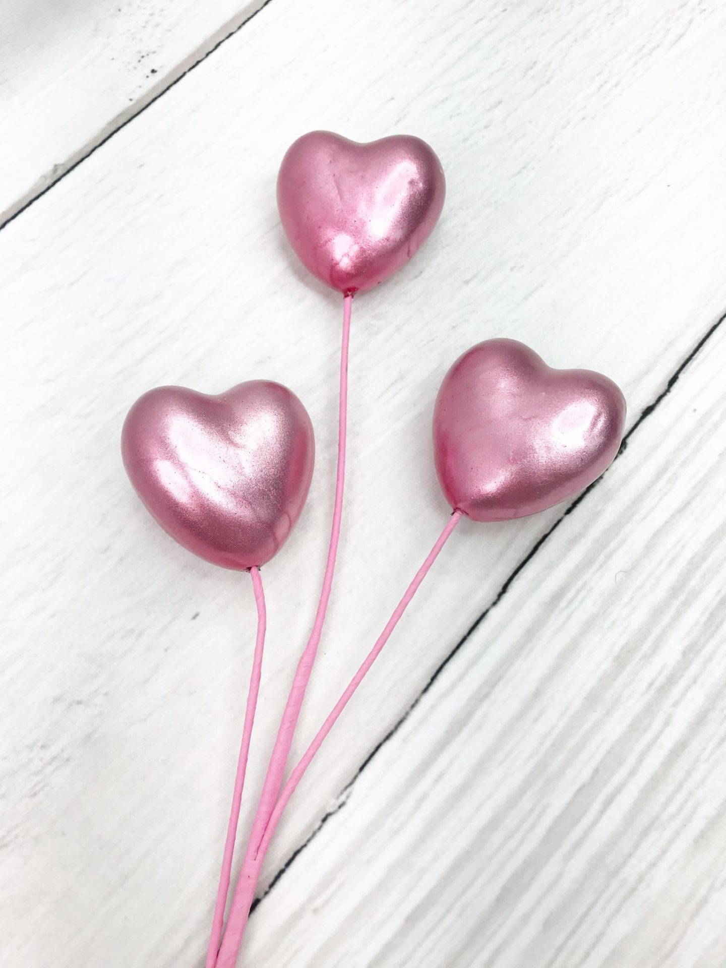 Pink Metallic Heart Stem - Kelea's Florals