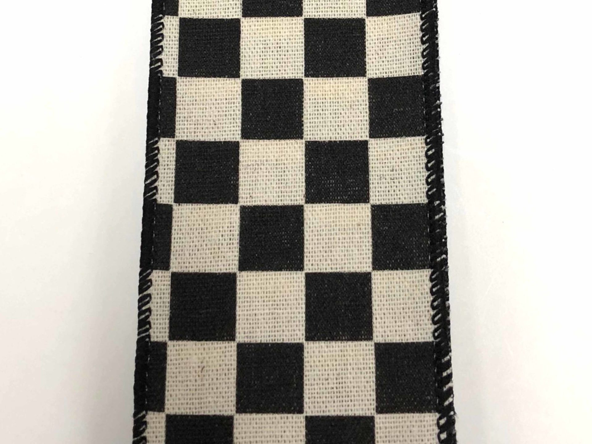 2.5" Ivory & Black Checker Ribbon on 50 Yard Roll - Kelea's Florals