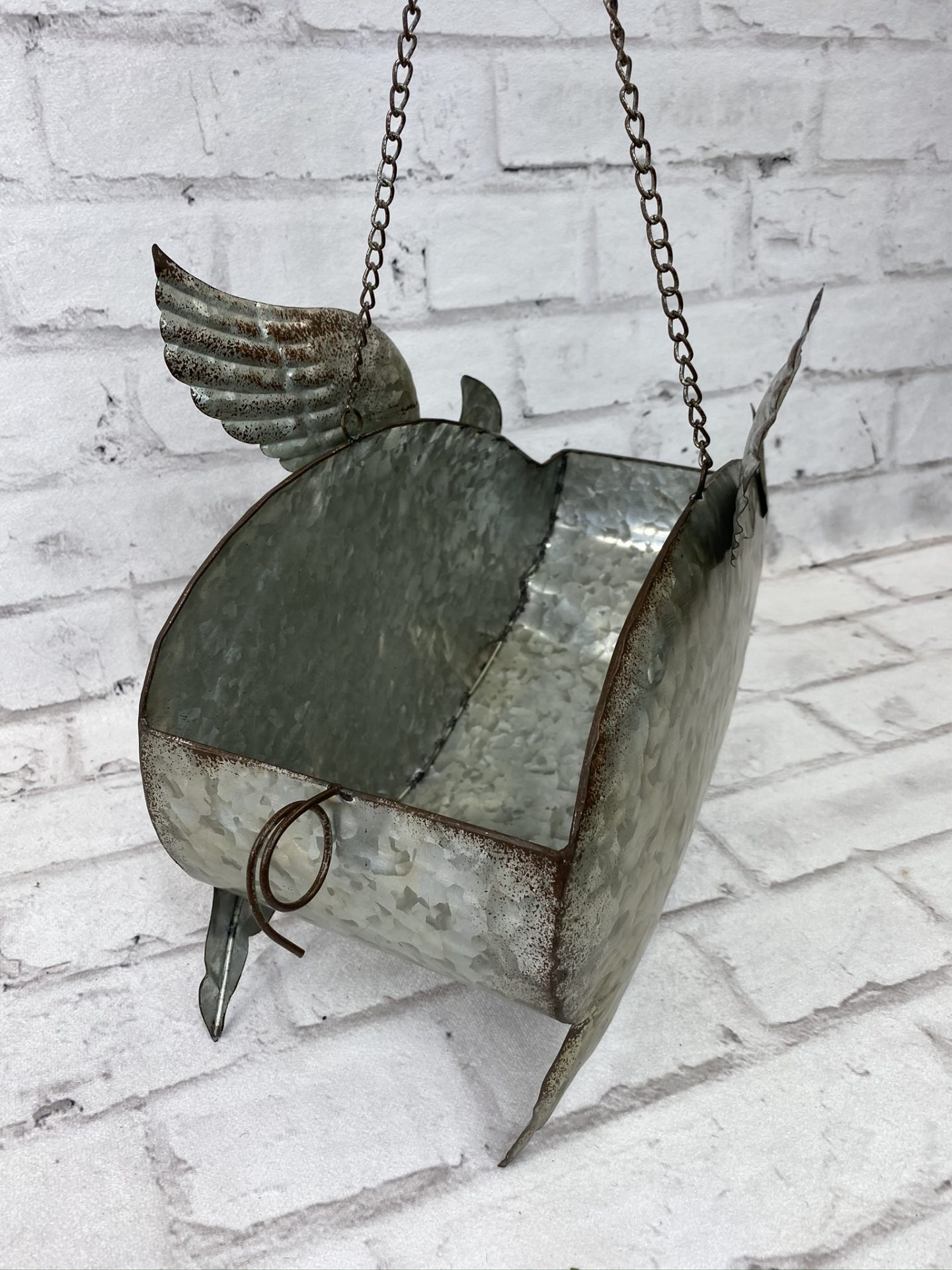 Large Galvanized Flying Pig Planter - Kelea's Florals