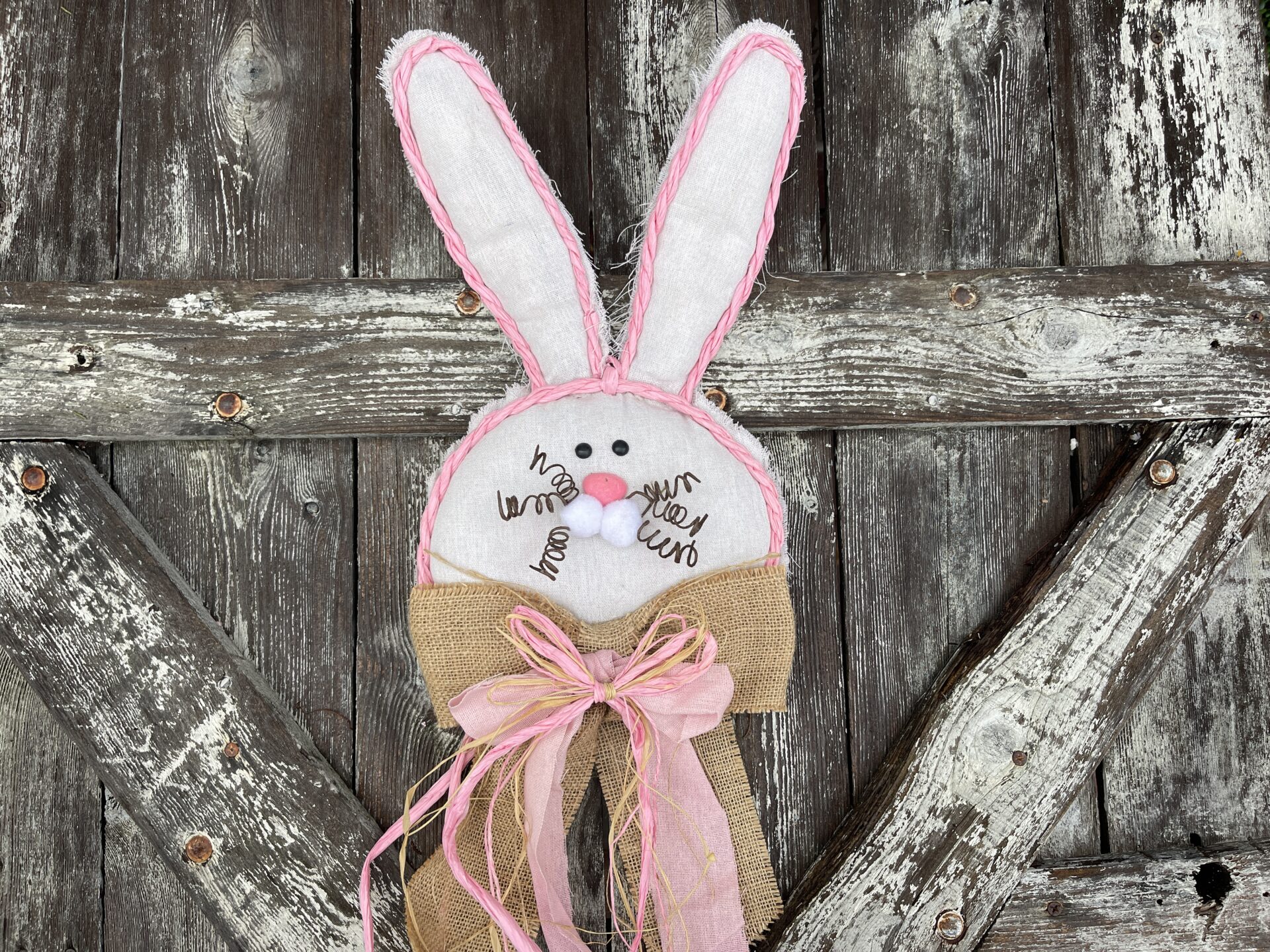 Pink Fabric Easter Bunny Head Hanger - Kelea's Florals