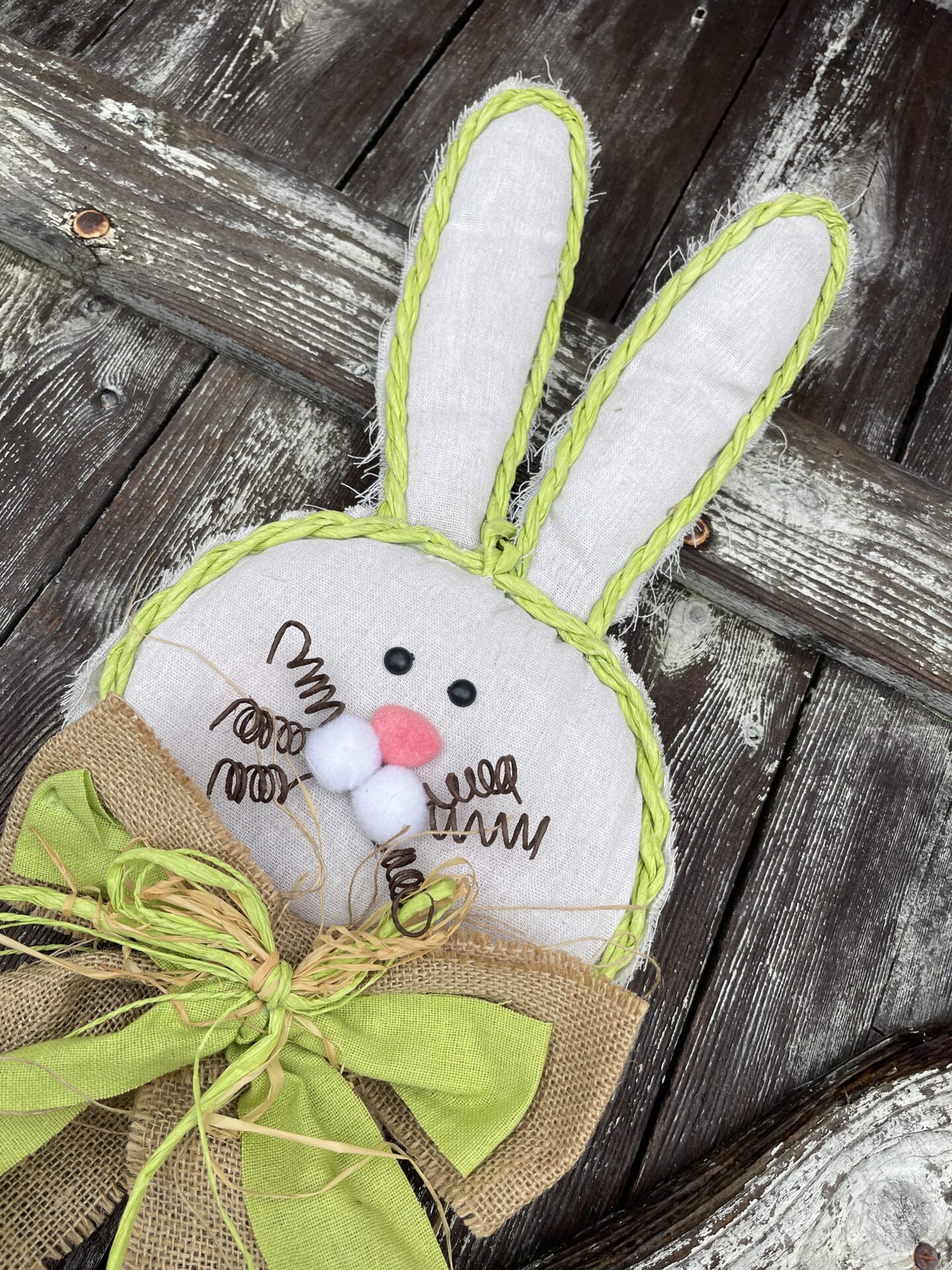 Green Fabric Easter Bunny Head Hanger - Kelea's Florals