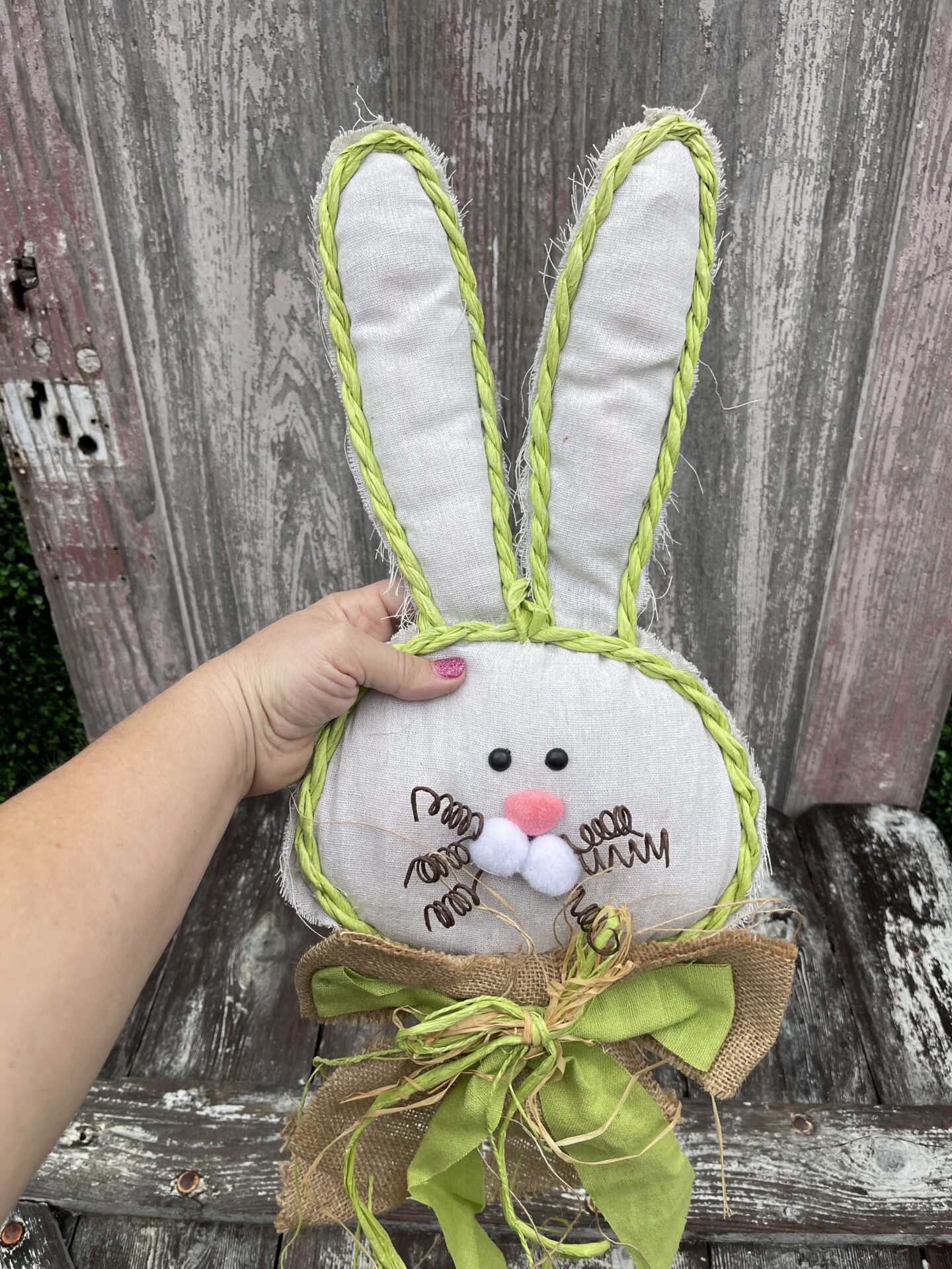 Green Fabric Easter Bunny Head Hanger - Kelea's Florals