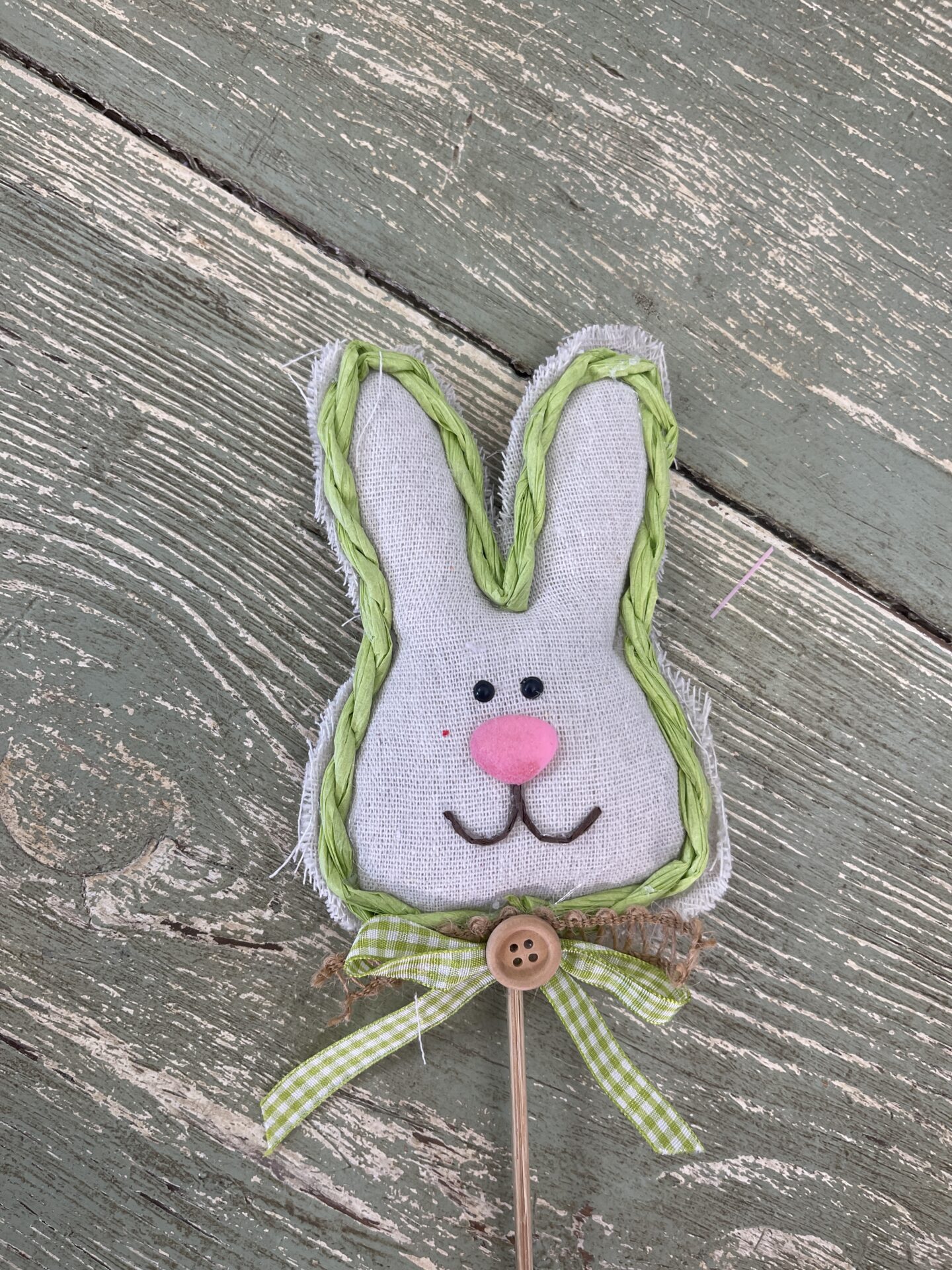 Green Fabric Easter Bunny Head Pick - Kelea's Florals