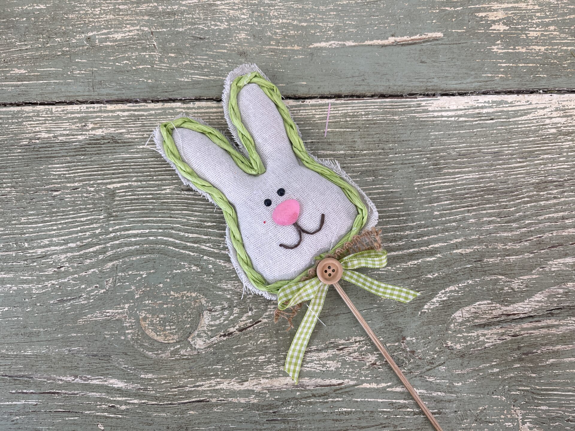Green Fabric Easter Bunny Head Pick - Kelea's Florals
