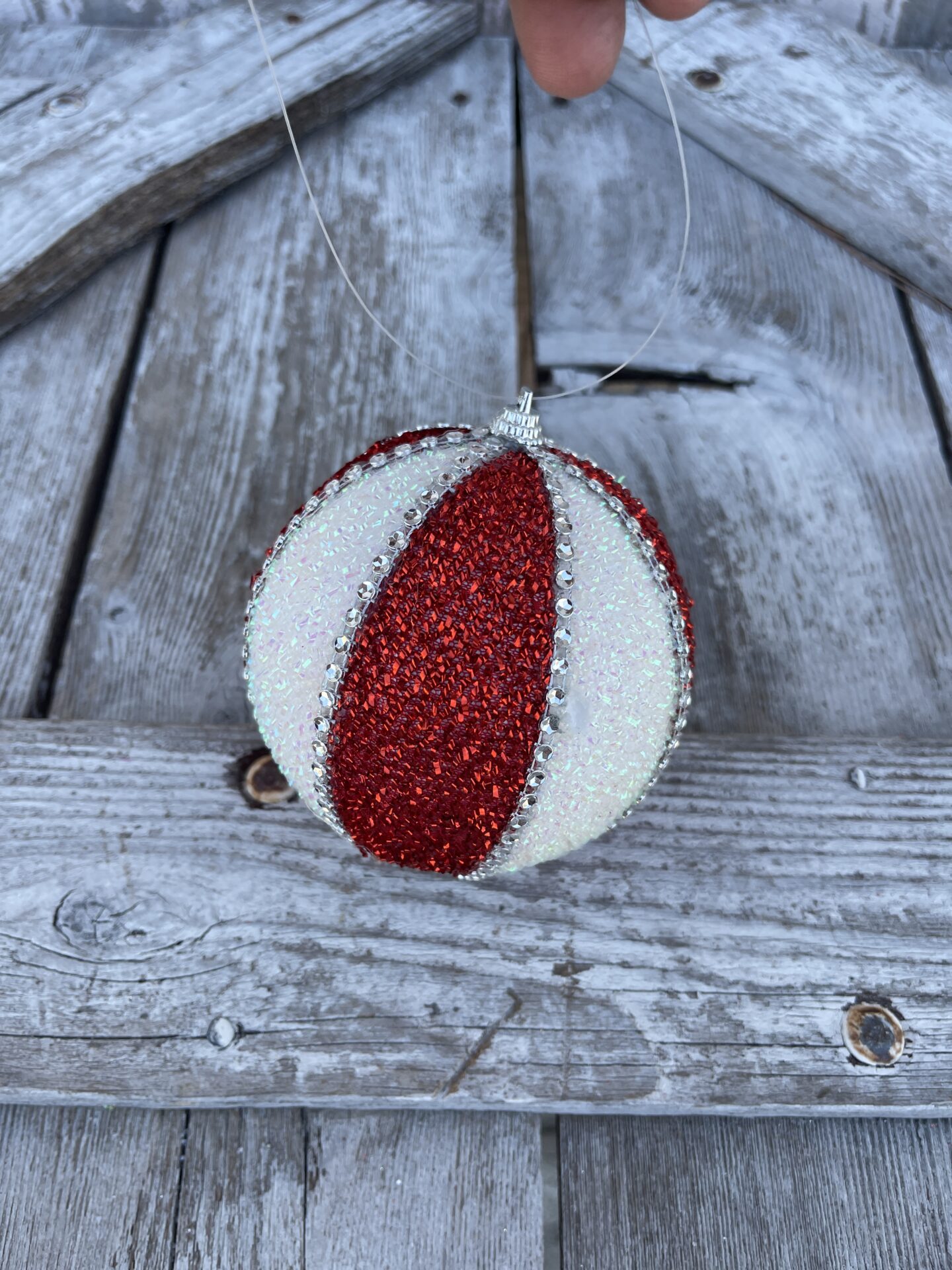 Small Red White Ball Ornament - Kelea's Florals