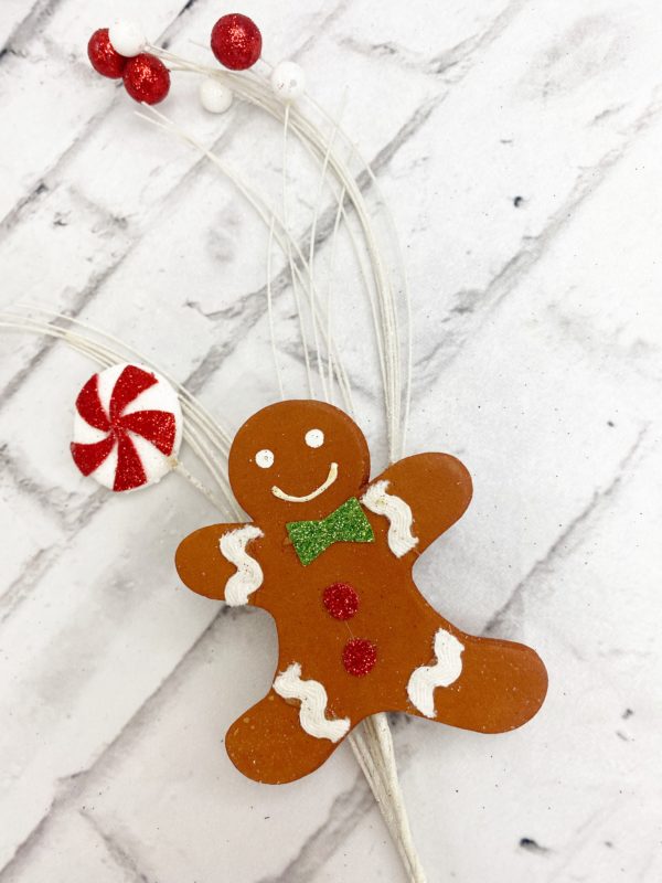 Gingerbread man and Peppermint candy Pick - Kelea's Florals