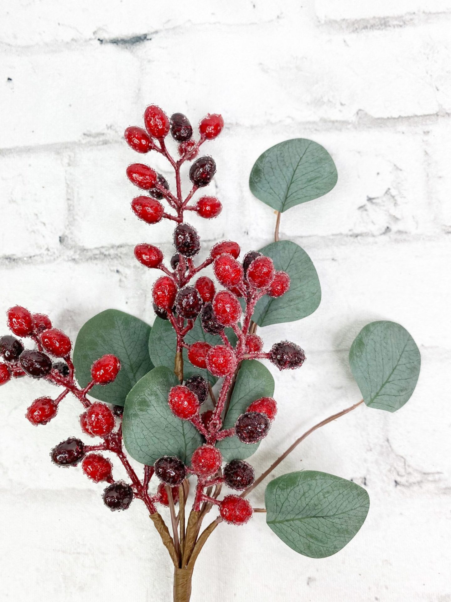 Red Iced Berry and Eucalyptus Pick - Kelea's Florals