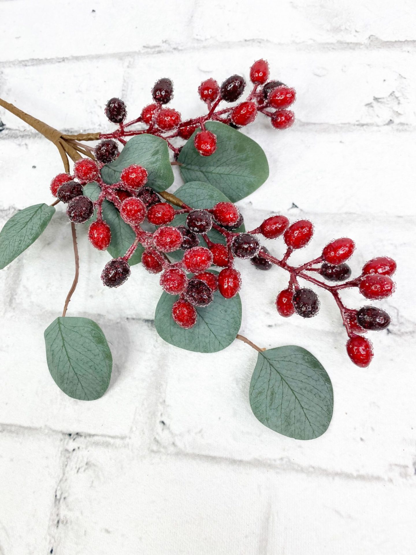 Red Iced Berry and Eucalyptus Pick - Kelea's Florals