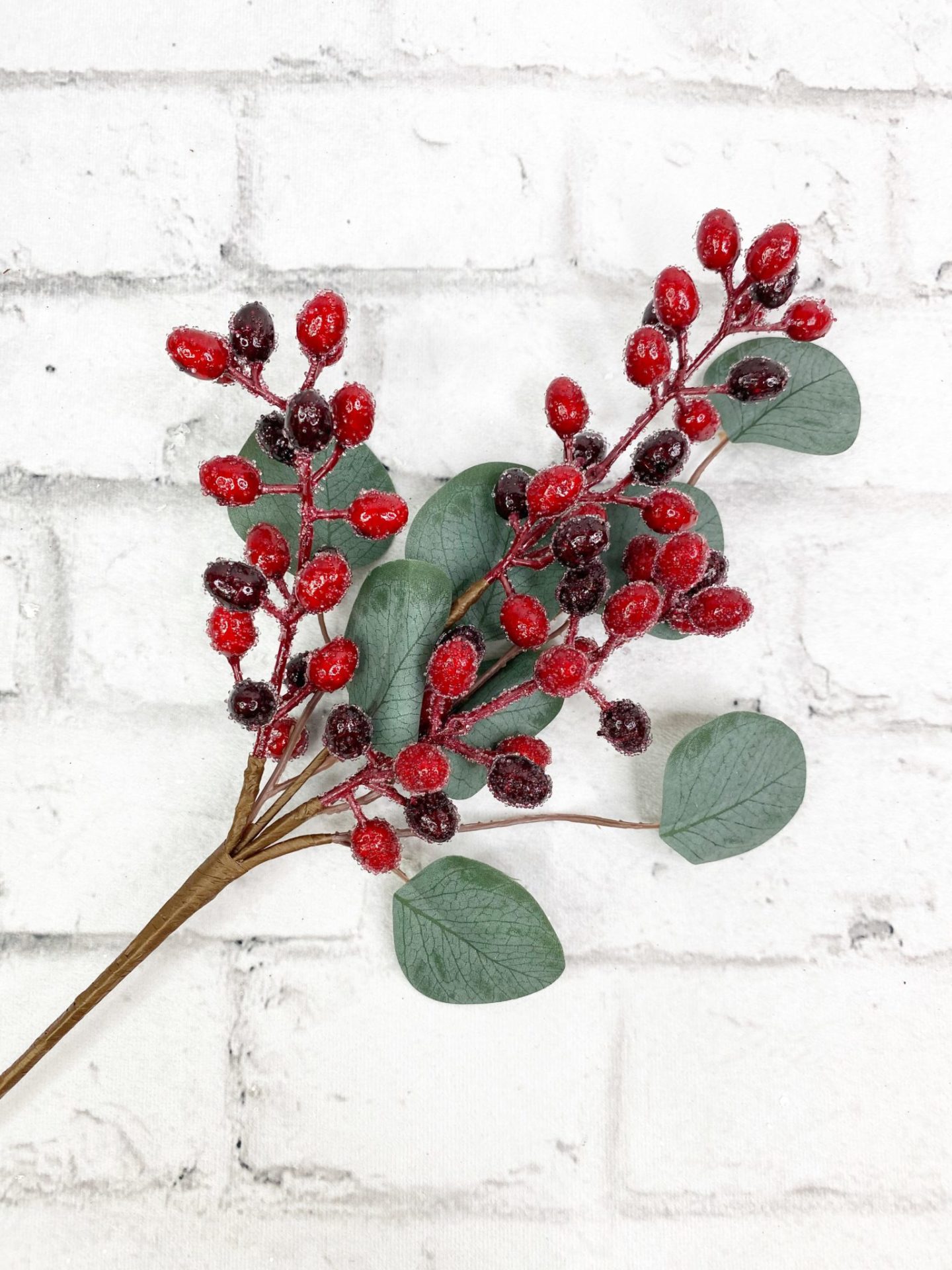 Red Iced Berry and Eucalyptus Pick - Kelea's Florals