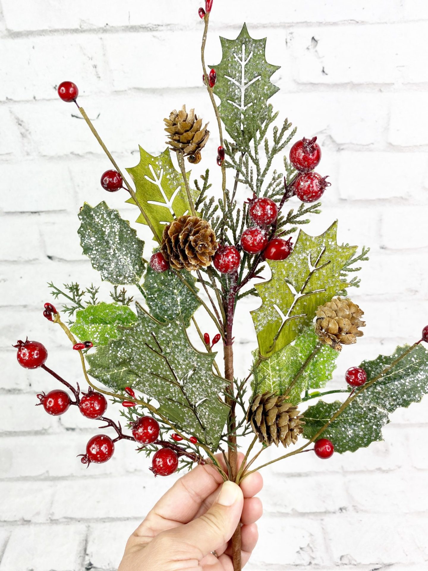 Glitter Holly Berry Stem - Kelea's Florals