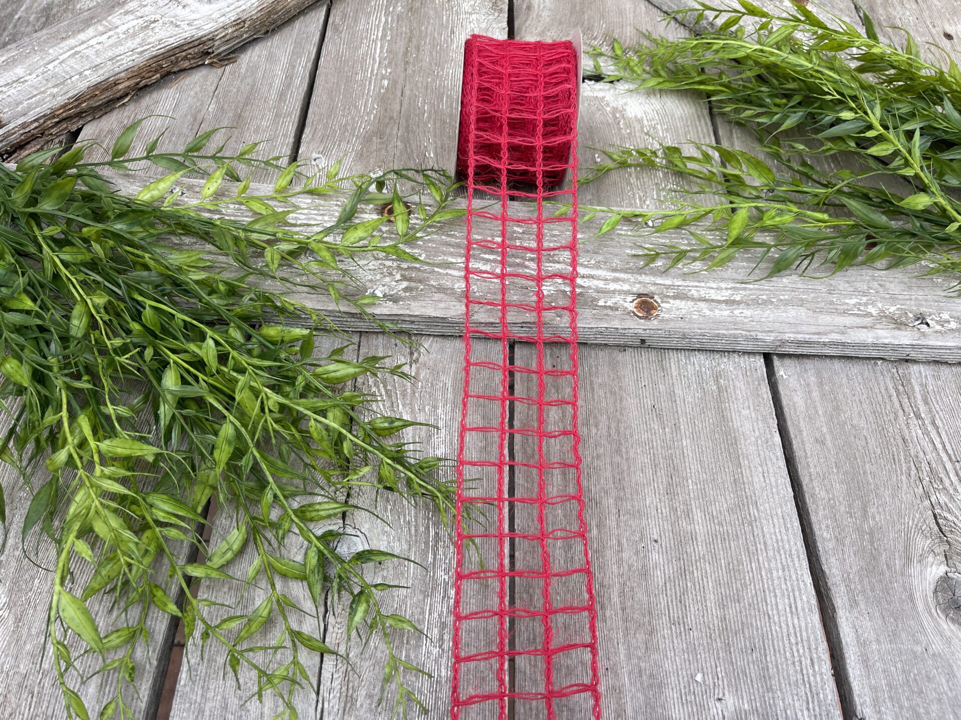 2.5" Red Open Weave Burlap Ribbon on 10 Yard Roll - Kelea's Florals
