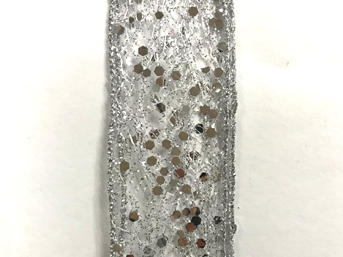 1.5" Silver Webbing with Glitter Ribbon on 50 Yard Roll - Kelea's Florals