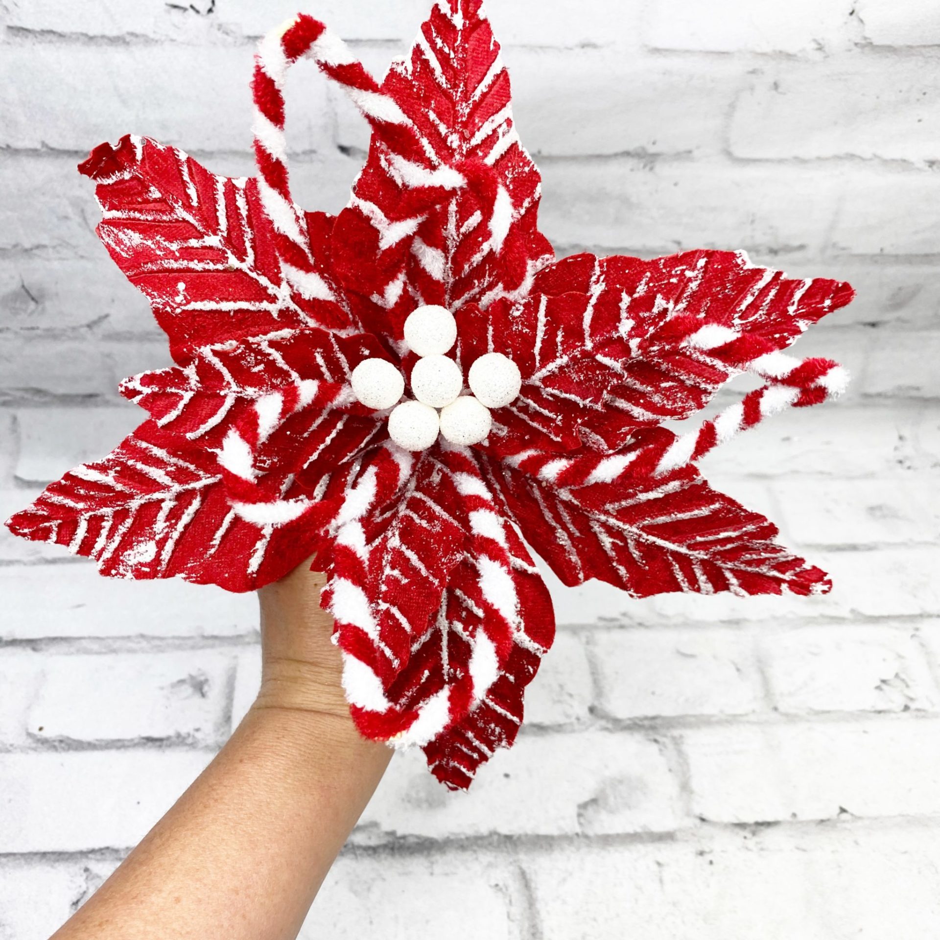 Peppermint Poinsettia Pick - Kelea's Florals
