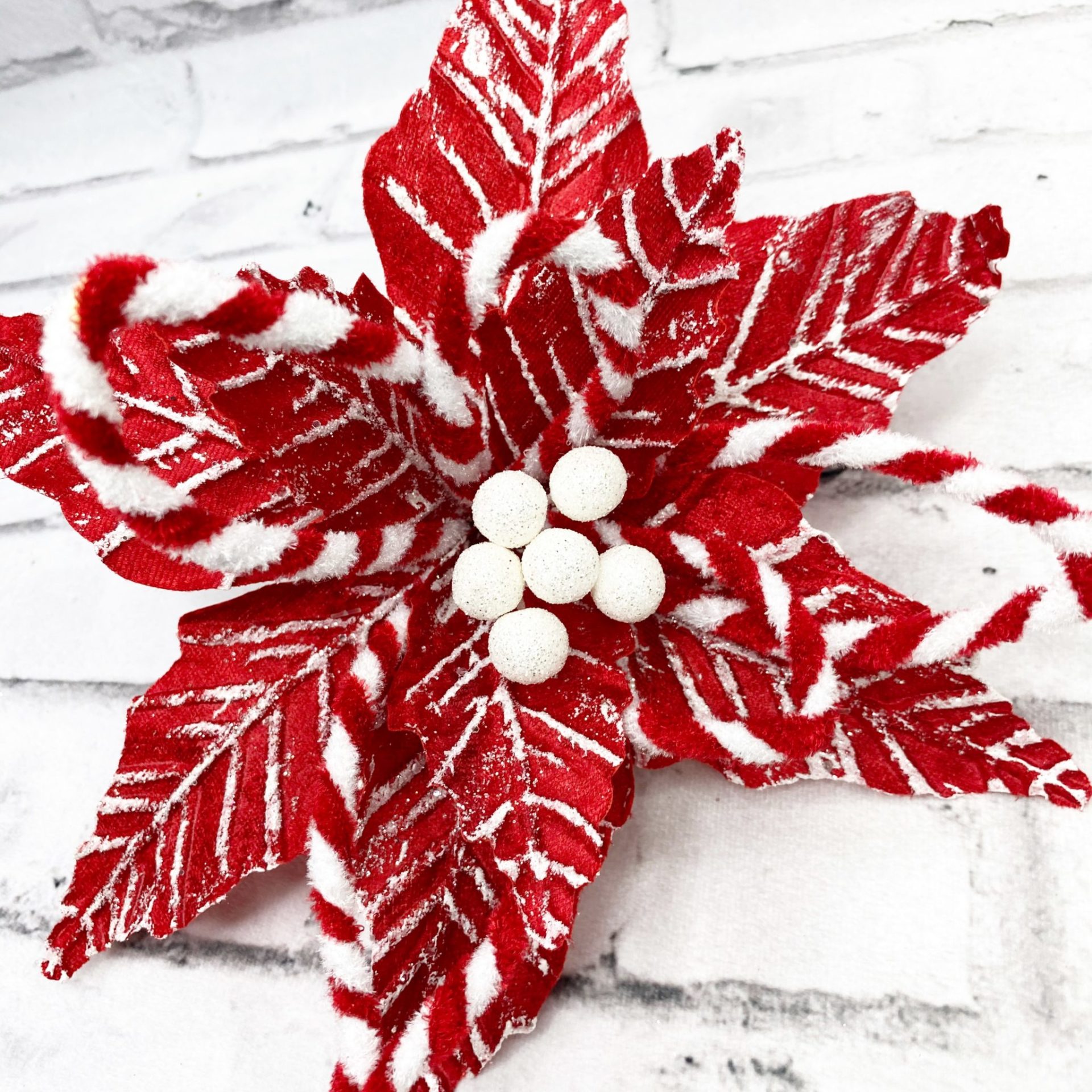 Peppermint Poinsettia Pick - Kelea's Florals