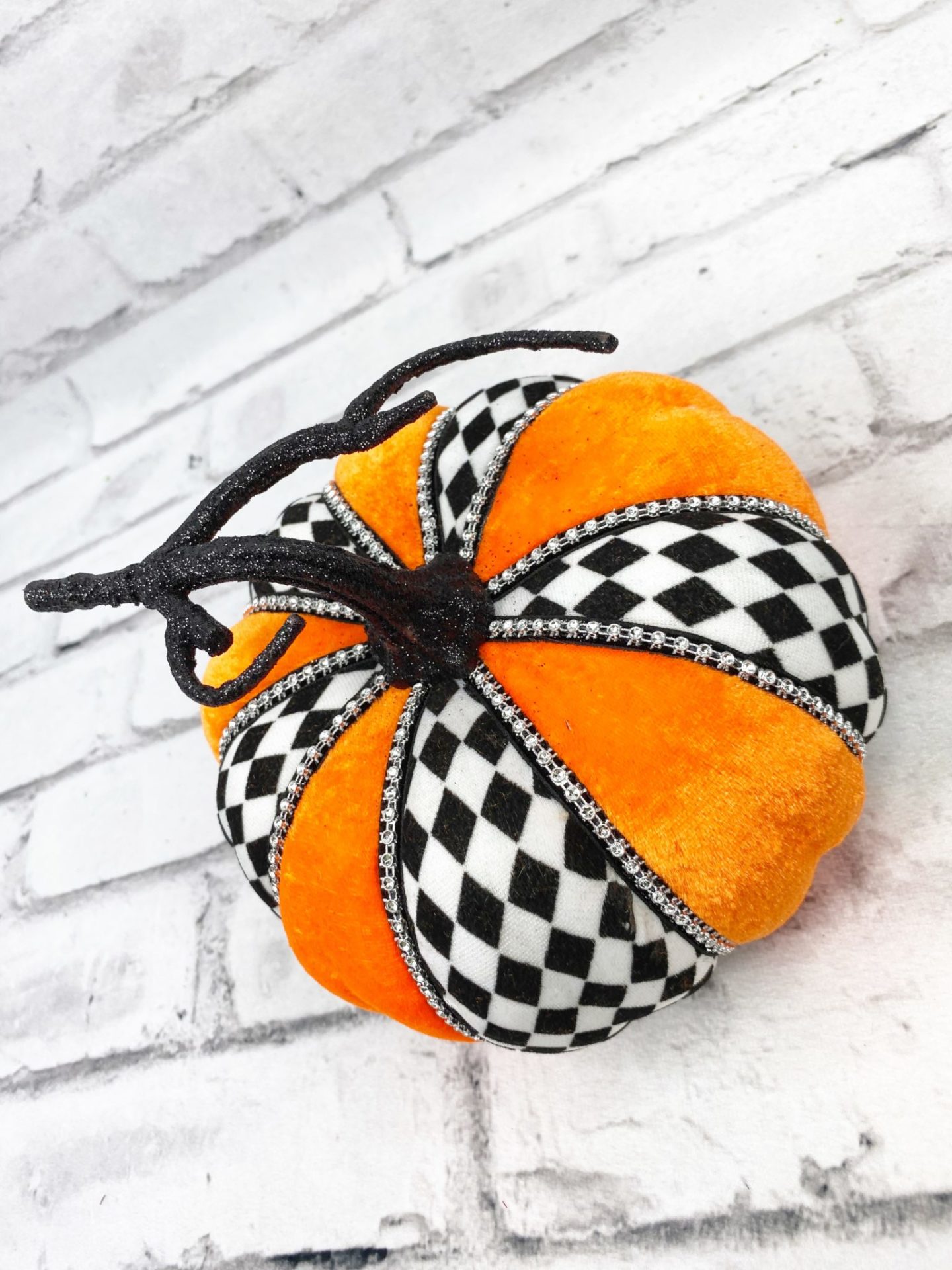 Velvet Harlequin Rhinestone Pumpkin - Kelea's Florals