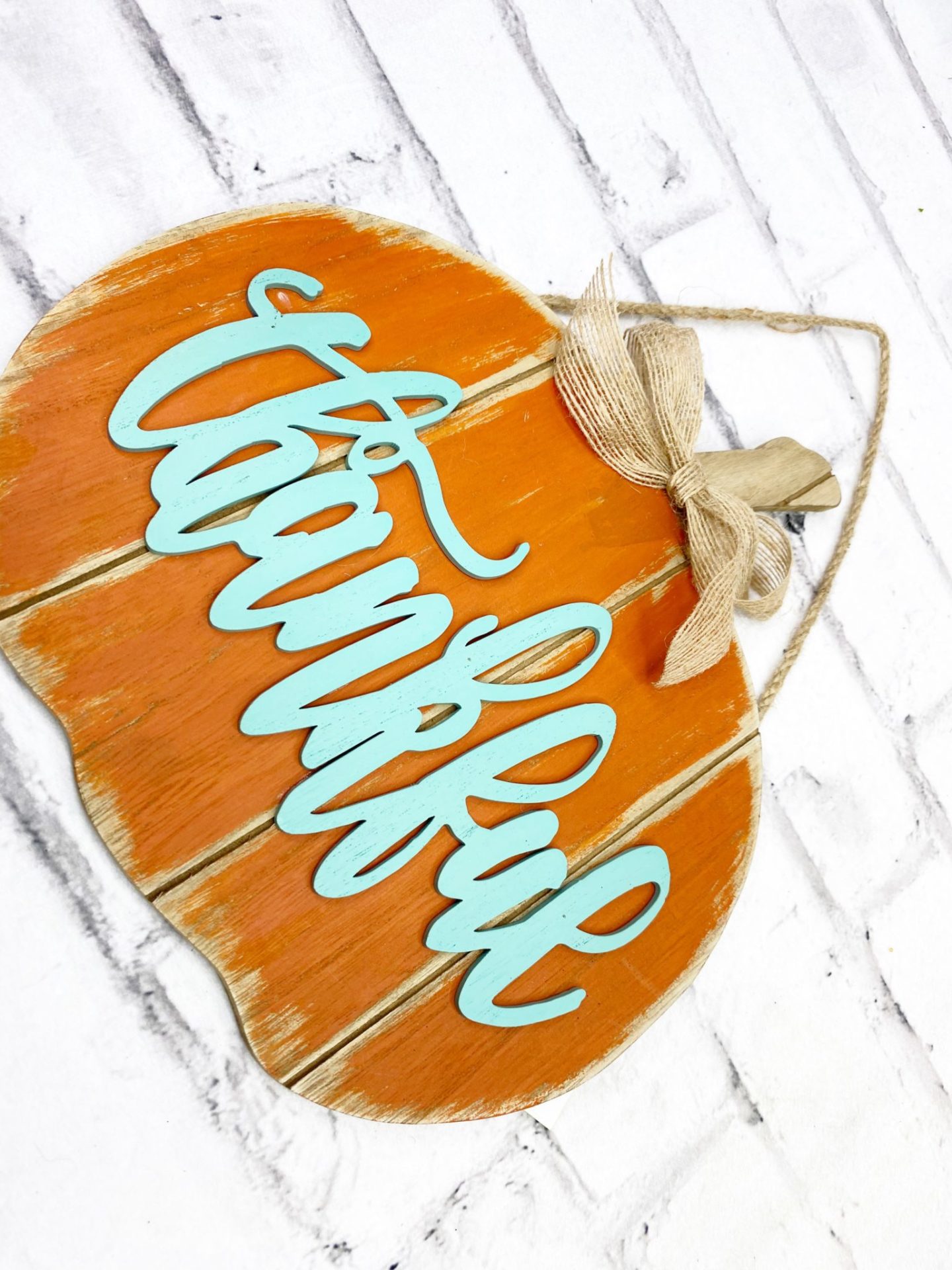 Orange Wooden Thankful Pumpkin Sign - Kelea's Florals