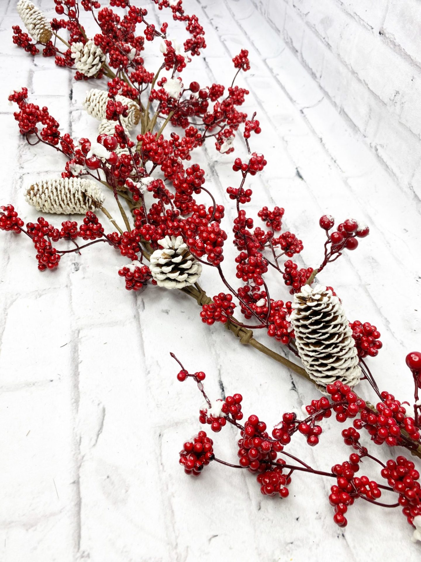 Snow Berry Pine cone Garland - Kelea's Florals